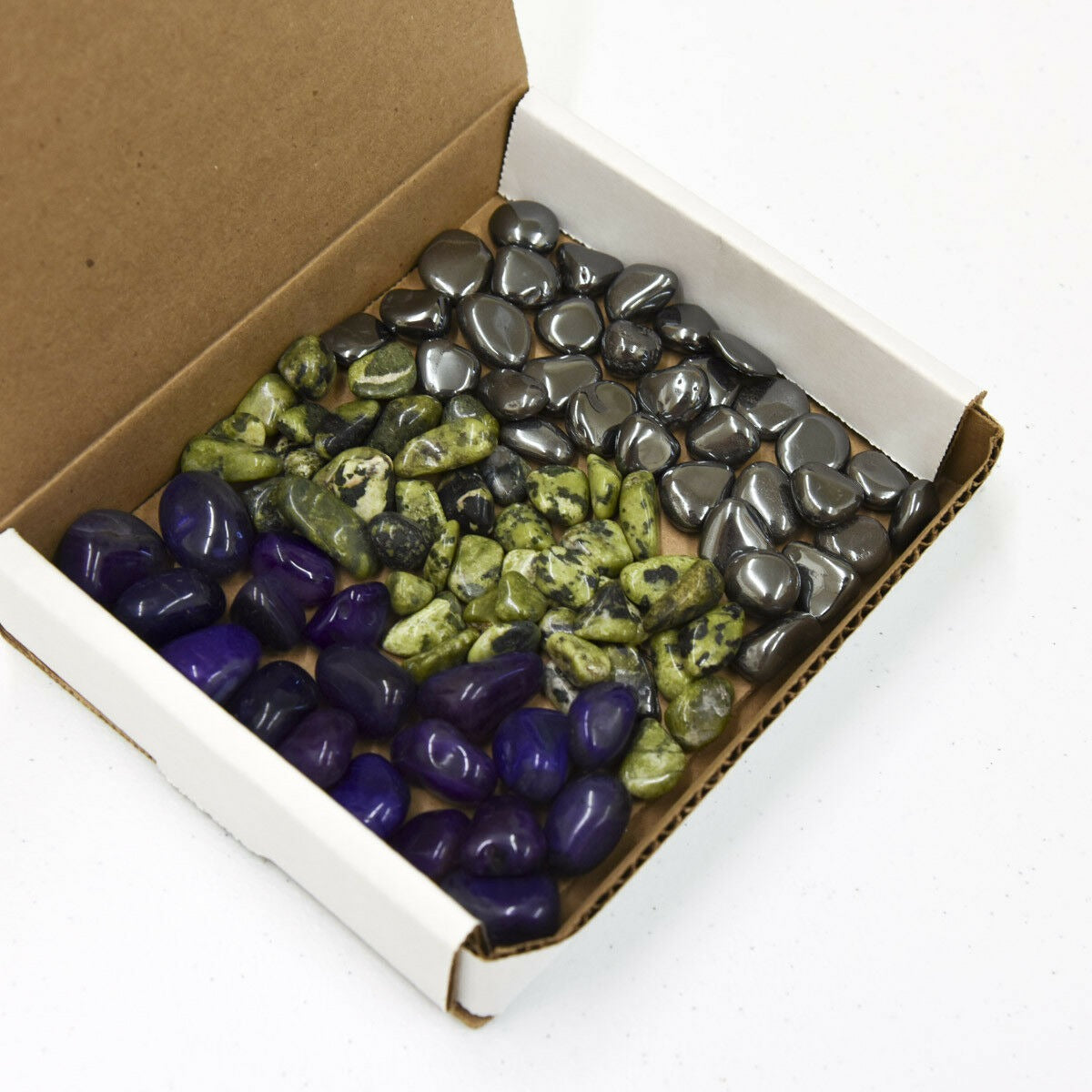 Tumbled Gemstone Purple Agate, Nephrite Jade, & Hematite | Tree of Life ...